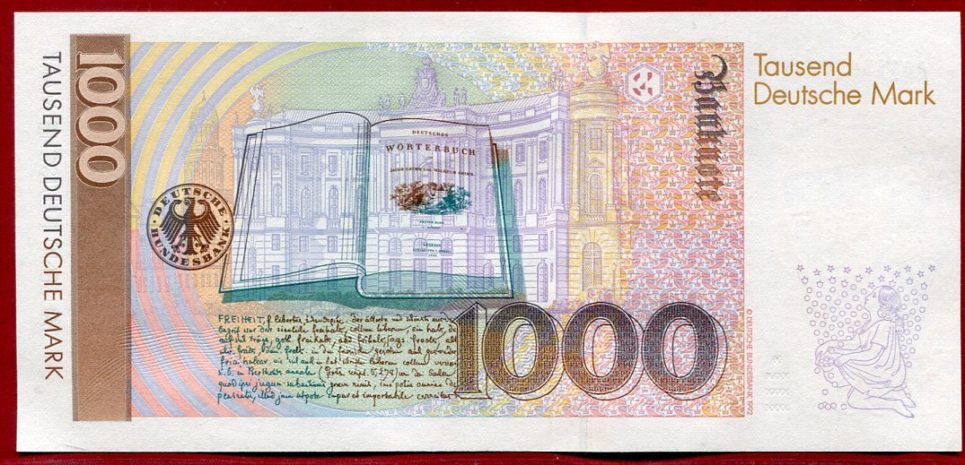 BRD Bundesrepublik Deutschland, FRG, Germany 1000 DM Banknote ...