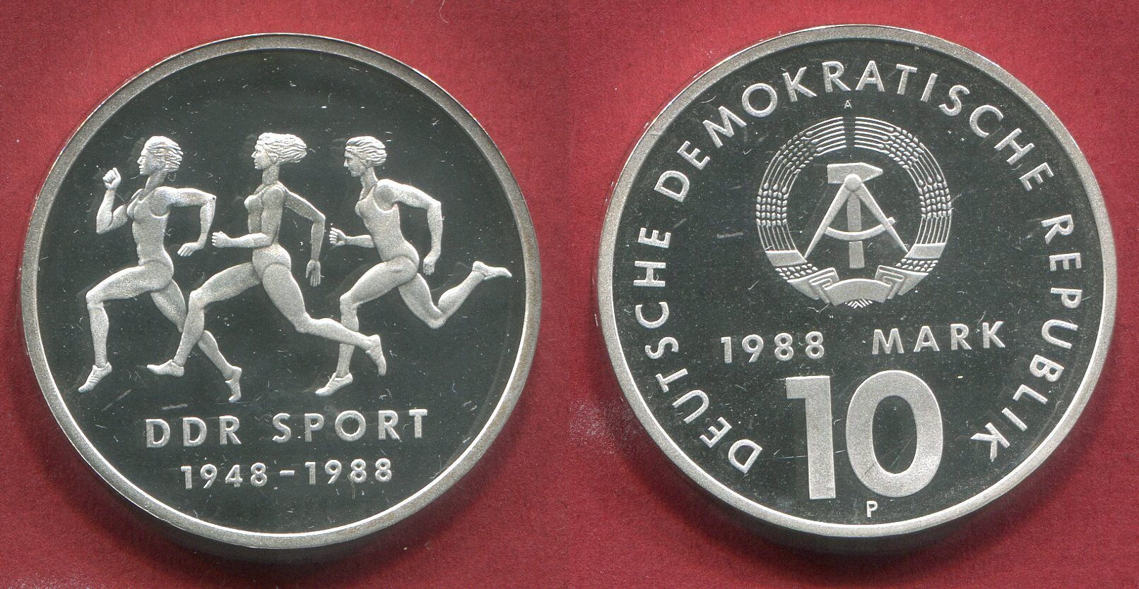 Eastern Germany DDR GDR 10 Mark Silber Probe 1988 P DDR Sport Bund 1948 ...