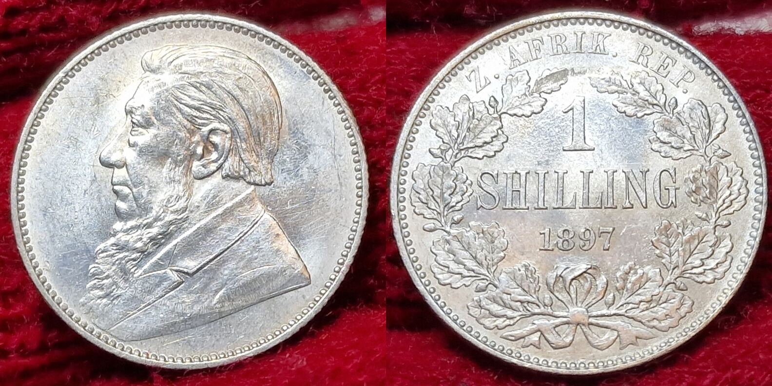 Republik Südafrika South Africa ZAR 1 Shilling 1897 Paul Ohm Krüger ...