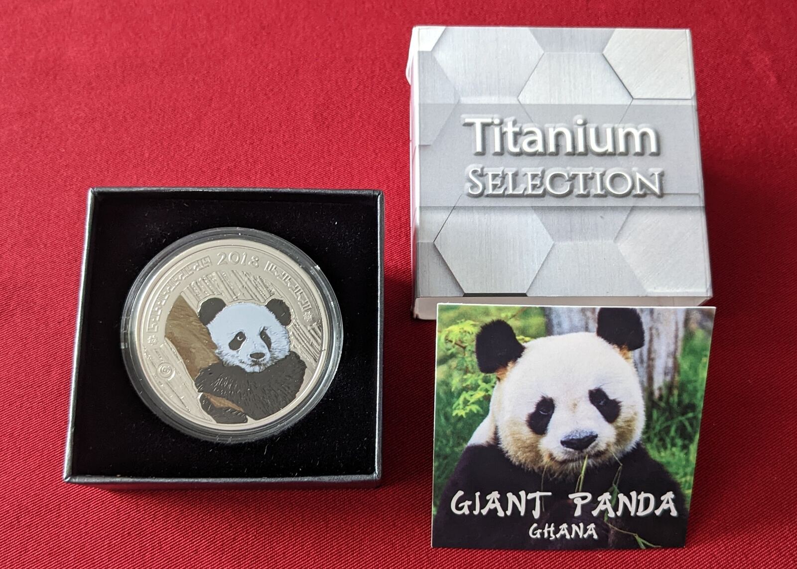 Ghana 5 Cedis Farbmünze 2018 Giant Panda - Titanium Selection Edition ...