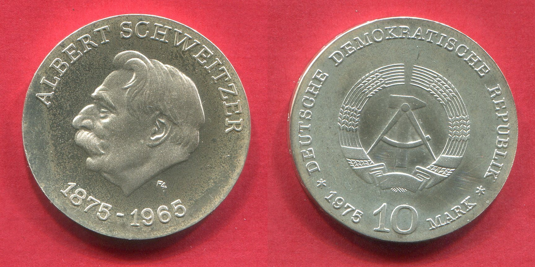 Eastern Germany DDR GDR 10 Mark Silber Gedenkmünze 1975 Albert ...