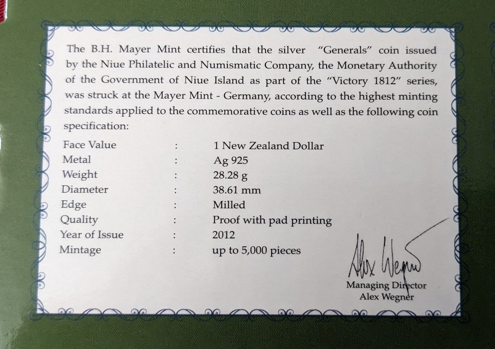 Niue 4 x 1 Dollar Silbermünzen - Victory 1812 Series 2012 200 Jahre ...