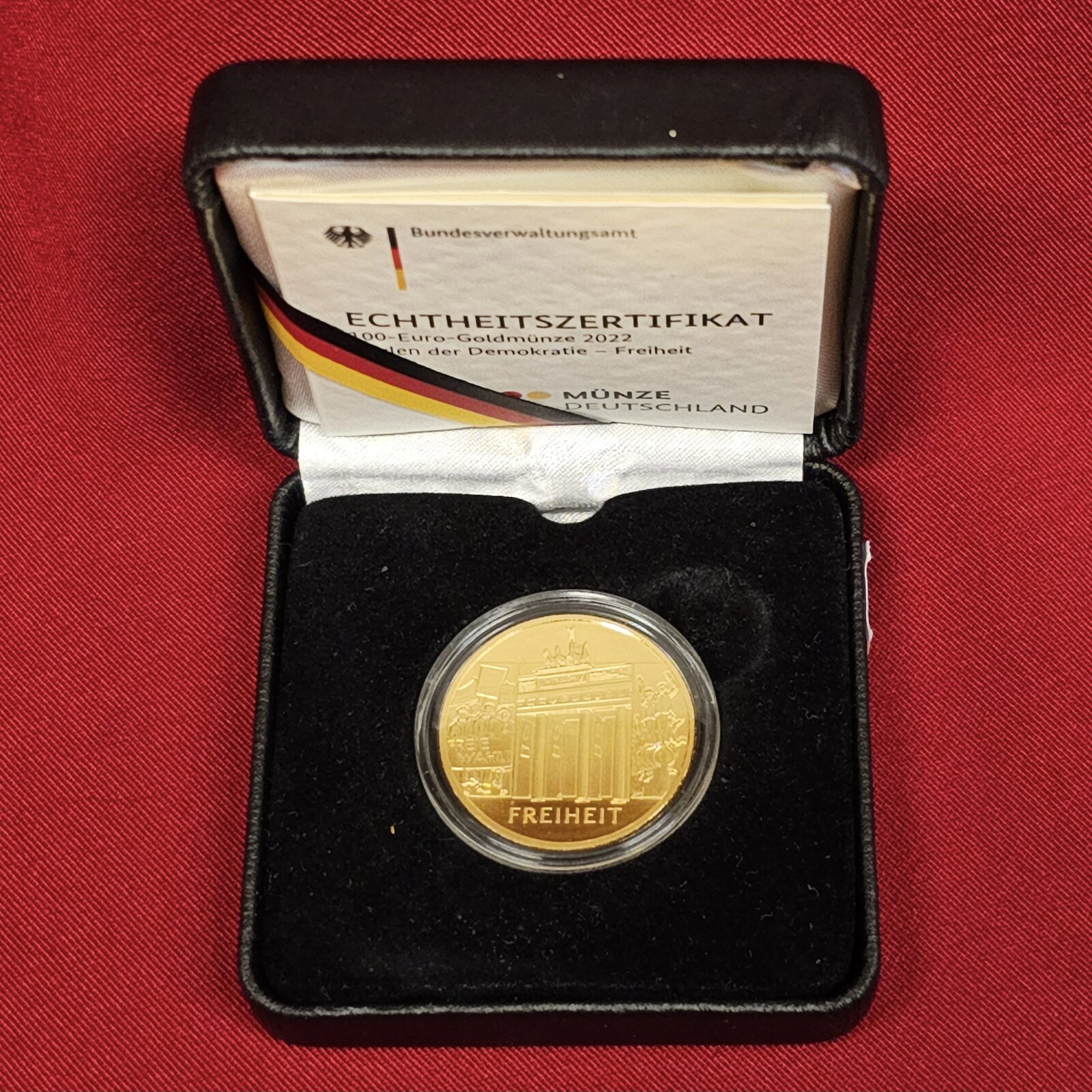 Deutschland BRD 100 Euro Gold 1/2 Unze 2022 F Säulen der Demokratie Freiheit Gesamtauflage max ...