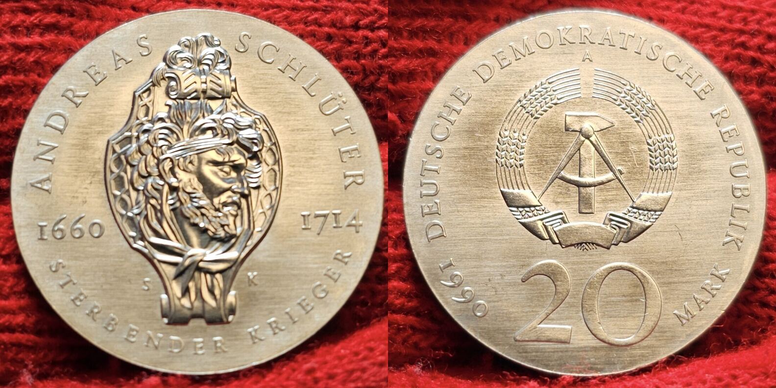 Deutsche Demokratische Republik 20 Mark Gedenkmuenze 1990 275. Todestag ...