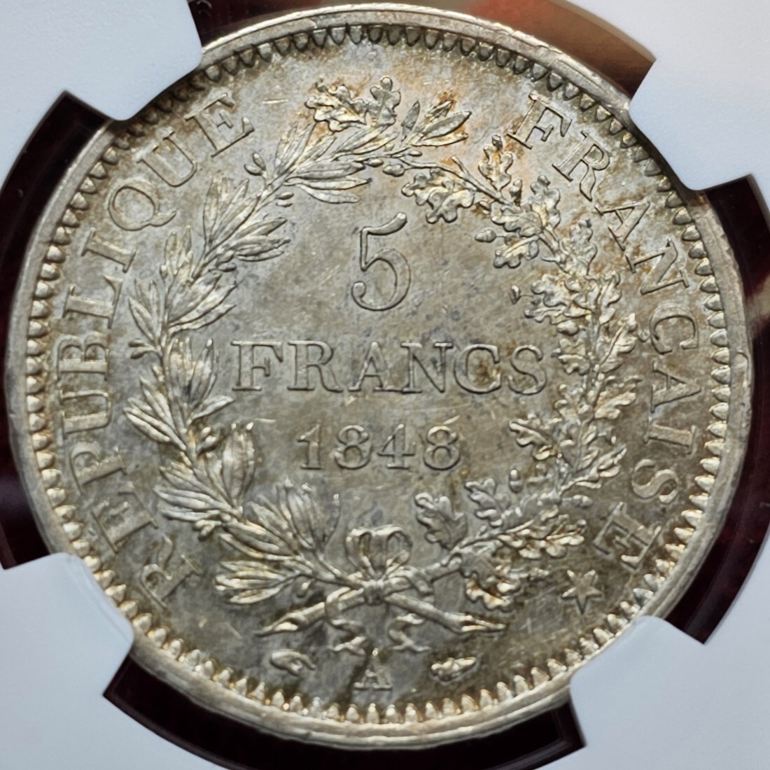 Frankreich France 5 Francs 1848 A 2. Republik Herkulesguppe Paris NGC MS 62 Prägefrisch USA NGC ...