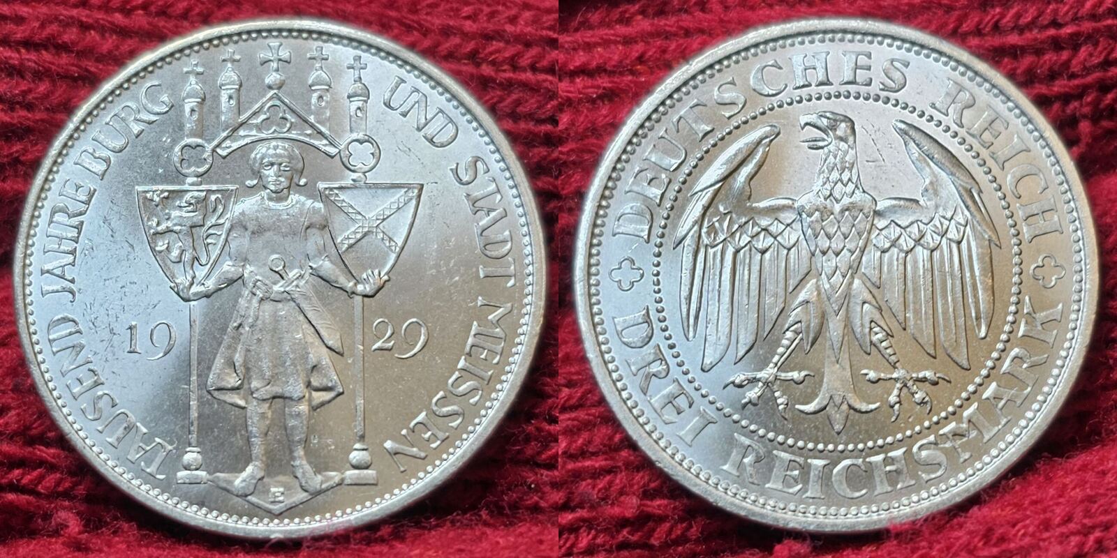 Deutschland Weimarer Republik Germany 3 Mark 1929 E 1000 Jahre Meißen ...