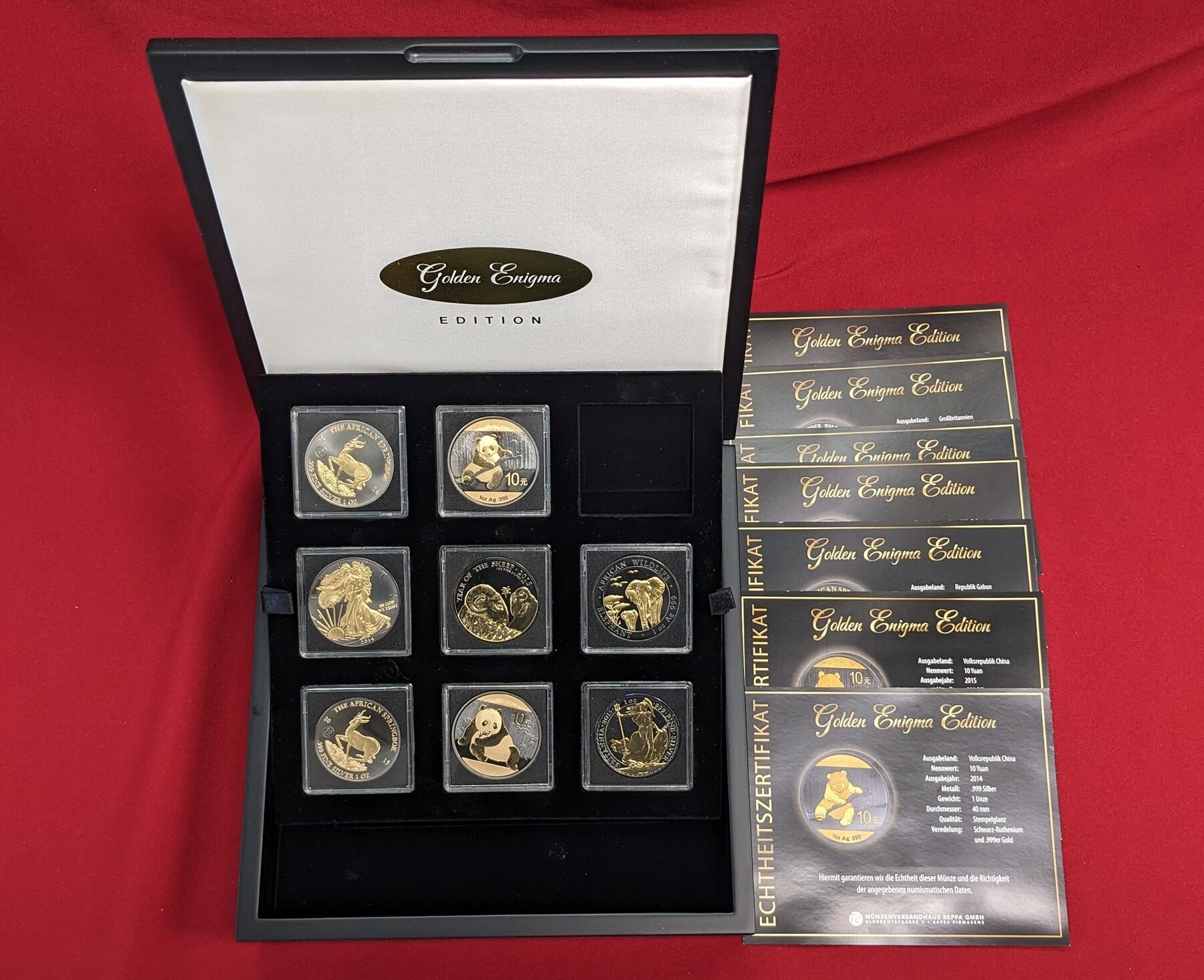 diverse Länder 8 x 1 Unze Silber 2014 - 2015 Golden Enigma Edition - 8 ...