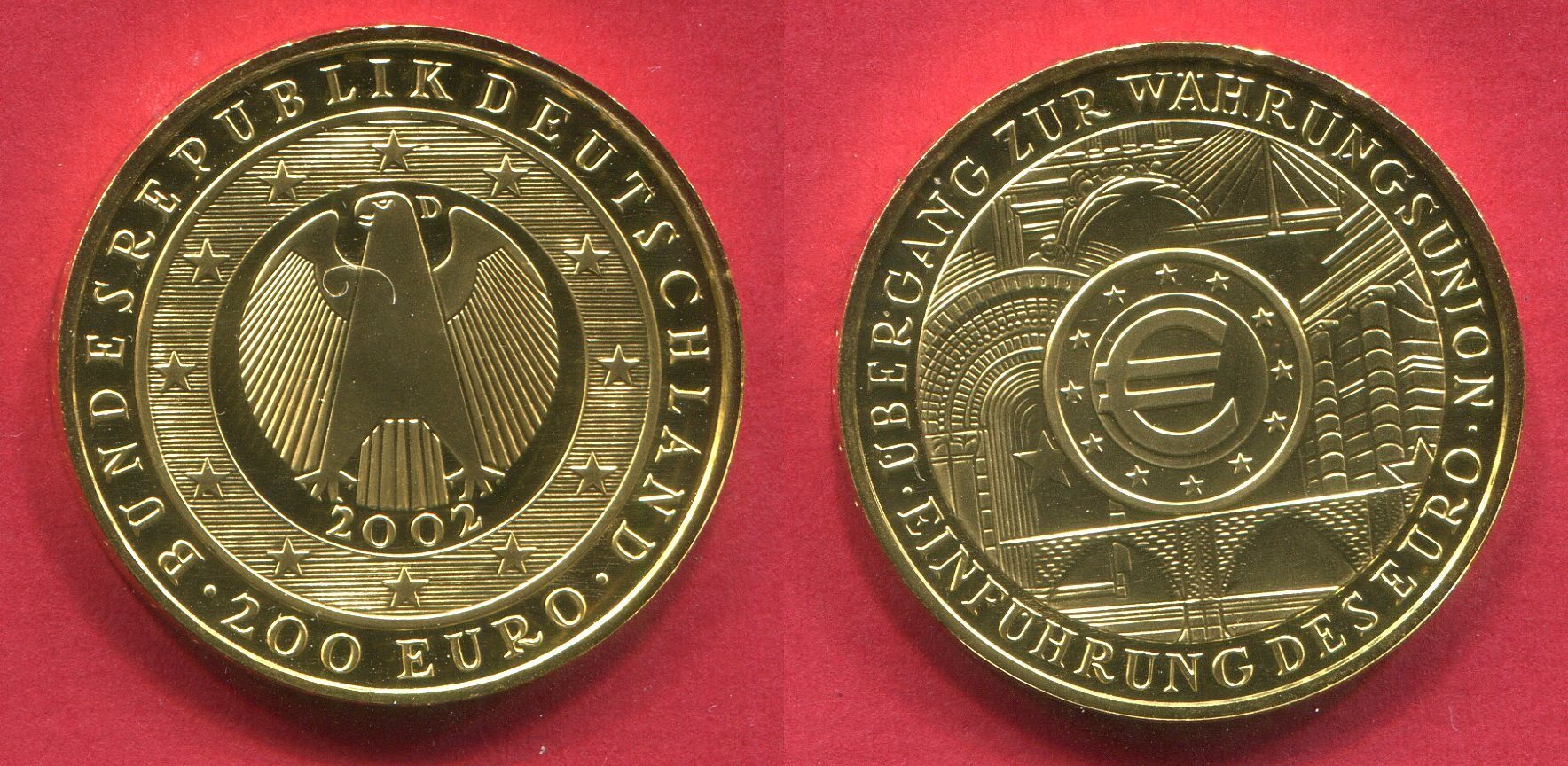 Deutschland BRD Germany 200 Euro Gold 2002 D Währungsunion, Euro ...