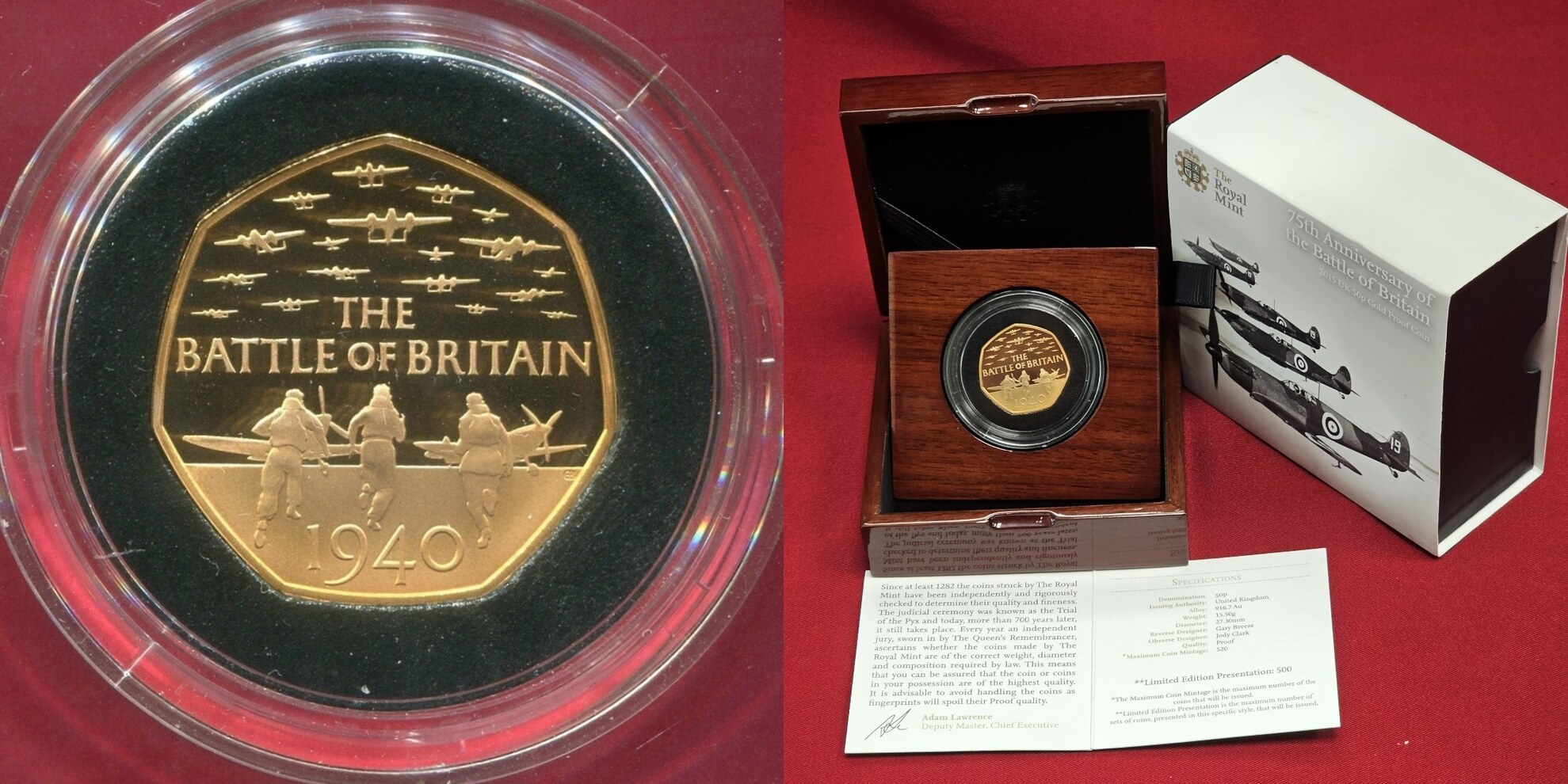 England Großbritannien United Kingdom 50 Pence Gold 2015 75th ...
