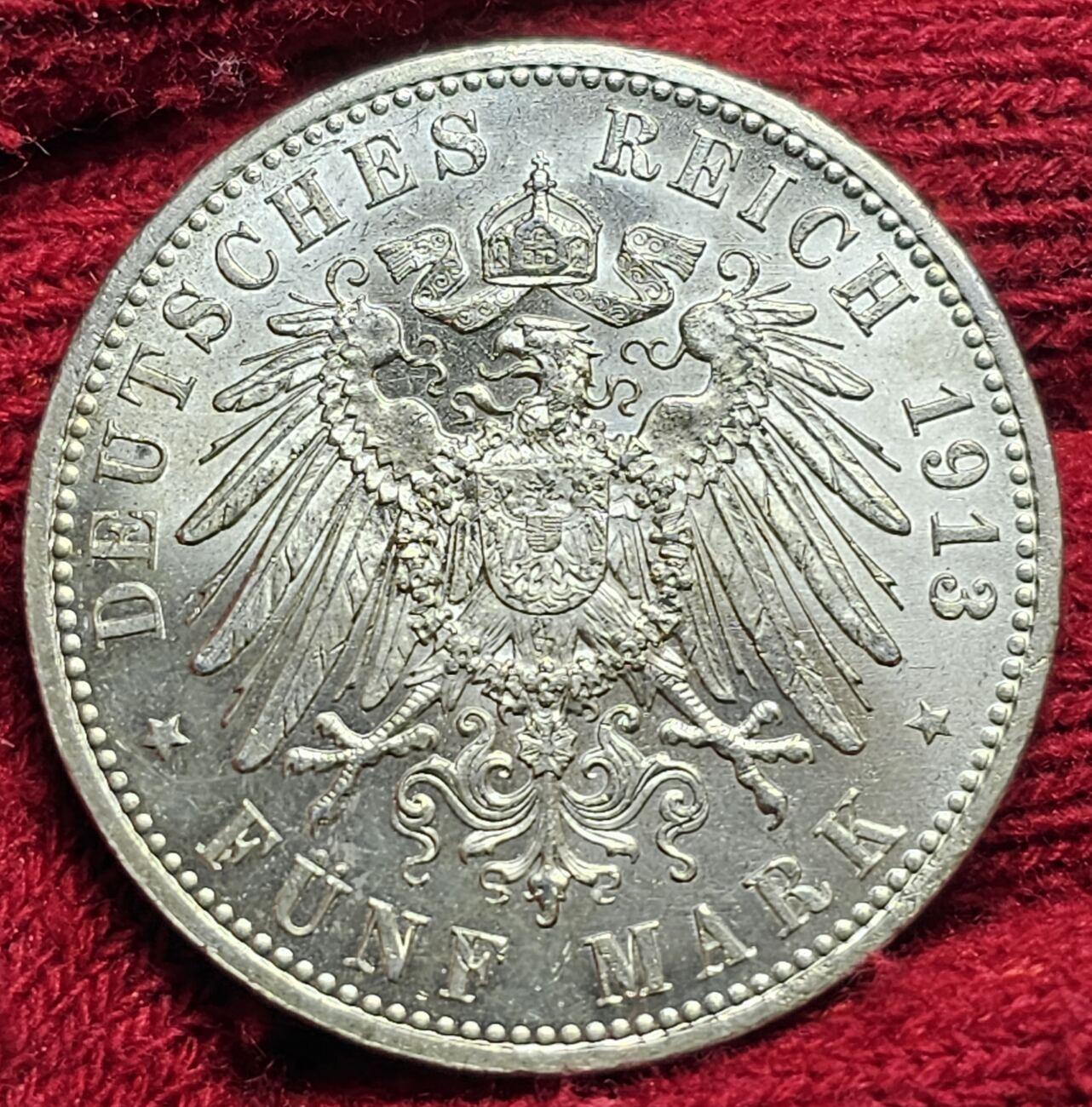 Deutschland Germany Kaiserreich Preußen 5 Mark 1913 Kaiser Wilhelm II. in Kürassieruniform ...