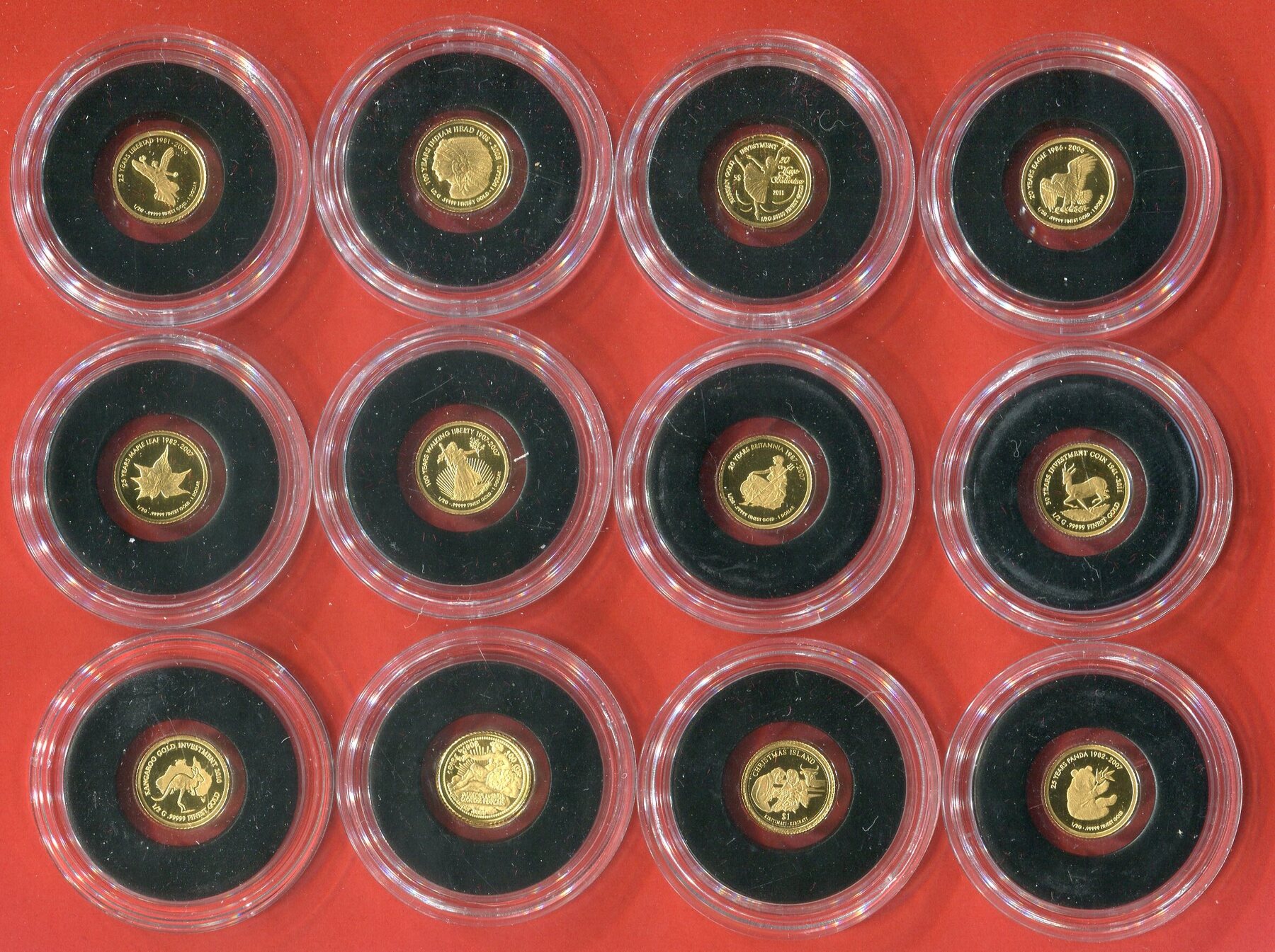 Cook Islands, Togo, Fiji etc. Sammlung von 12 Mini Goldmünzen, je 1/2 g ...