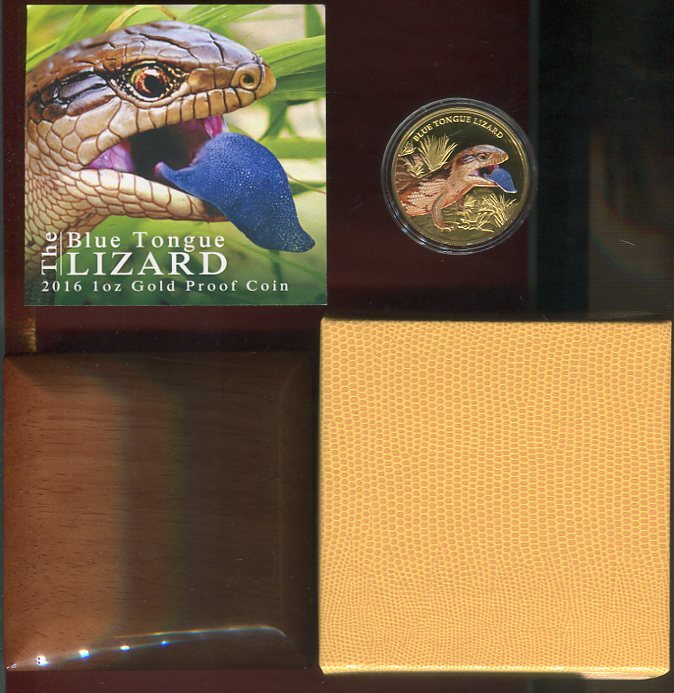 Niue Islands Inseln 100 Dollars 1 Unze Ounce Gold 2016 Blue Tongue ...