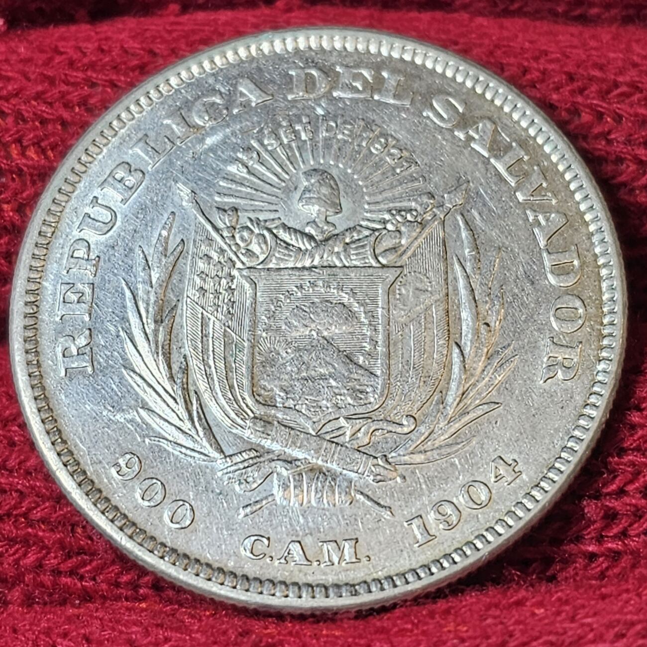 El Salvador America Central 1 Peso 1904 Cristobal Colon Kolumbus ss-vz ...