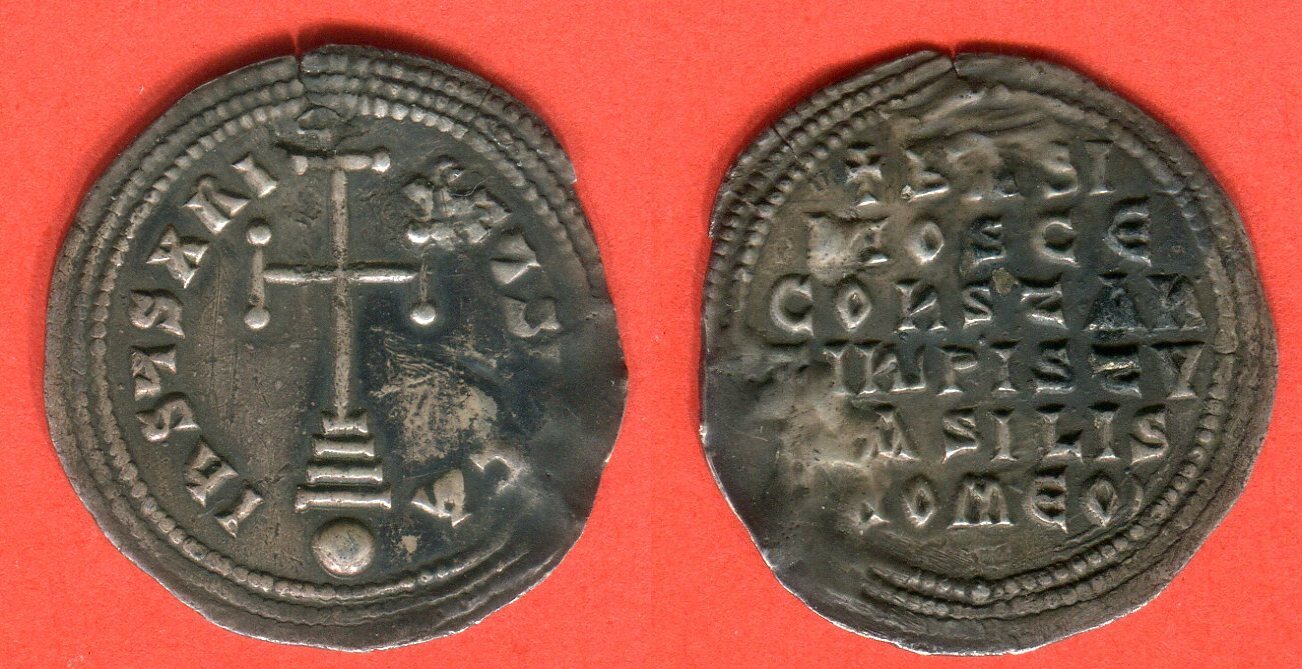Byzanz Miliaresion 869 - 879 Basilius I. und Sohn Constantius VII., Silber sehr schön | MA-Shops