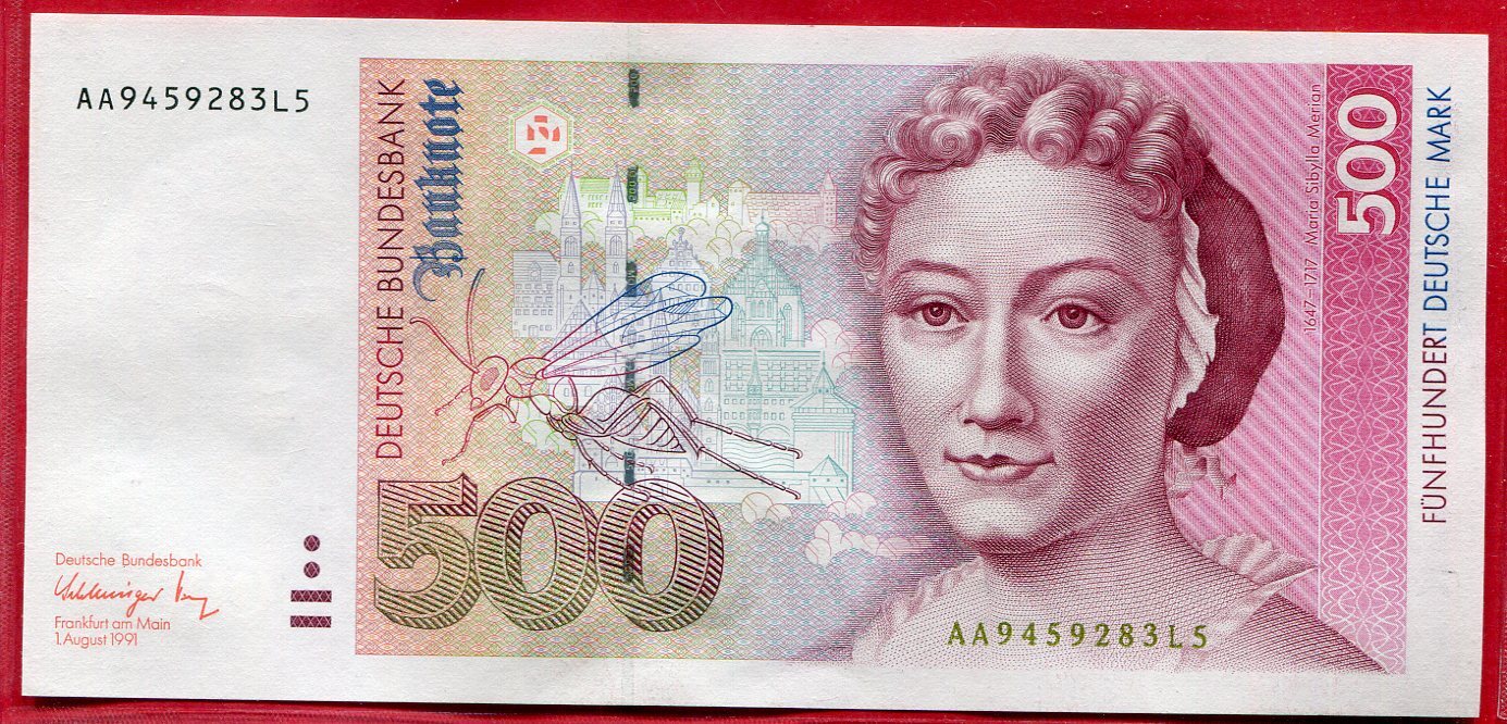 BRD Bundesrepublik Deutschland, FRG, Germany 500 DM 1991 Sybilla Merian ...