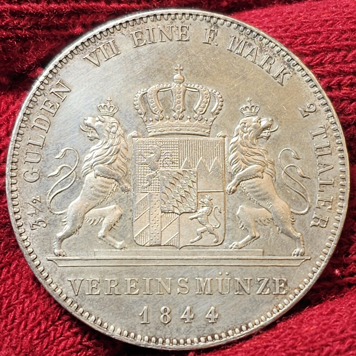 Germany Deutschland Bayern Bavaria 2 Taler Doppeltaler 1844 Ludwig I. 1825 - 1848 vz-prfr kl ...