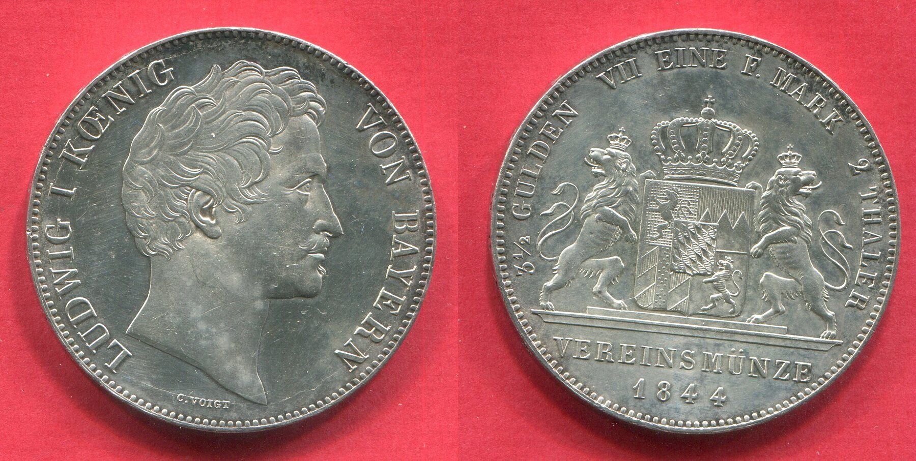 Germany Deutschland Bayern Bavaria 2 Taler Doppeltaler 1844 Ludwig I. 1825 - 1848 vz-prfr kl ...