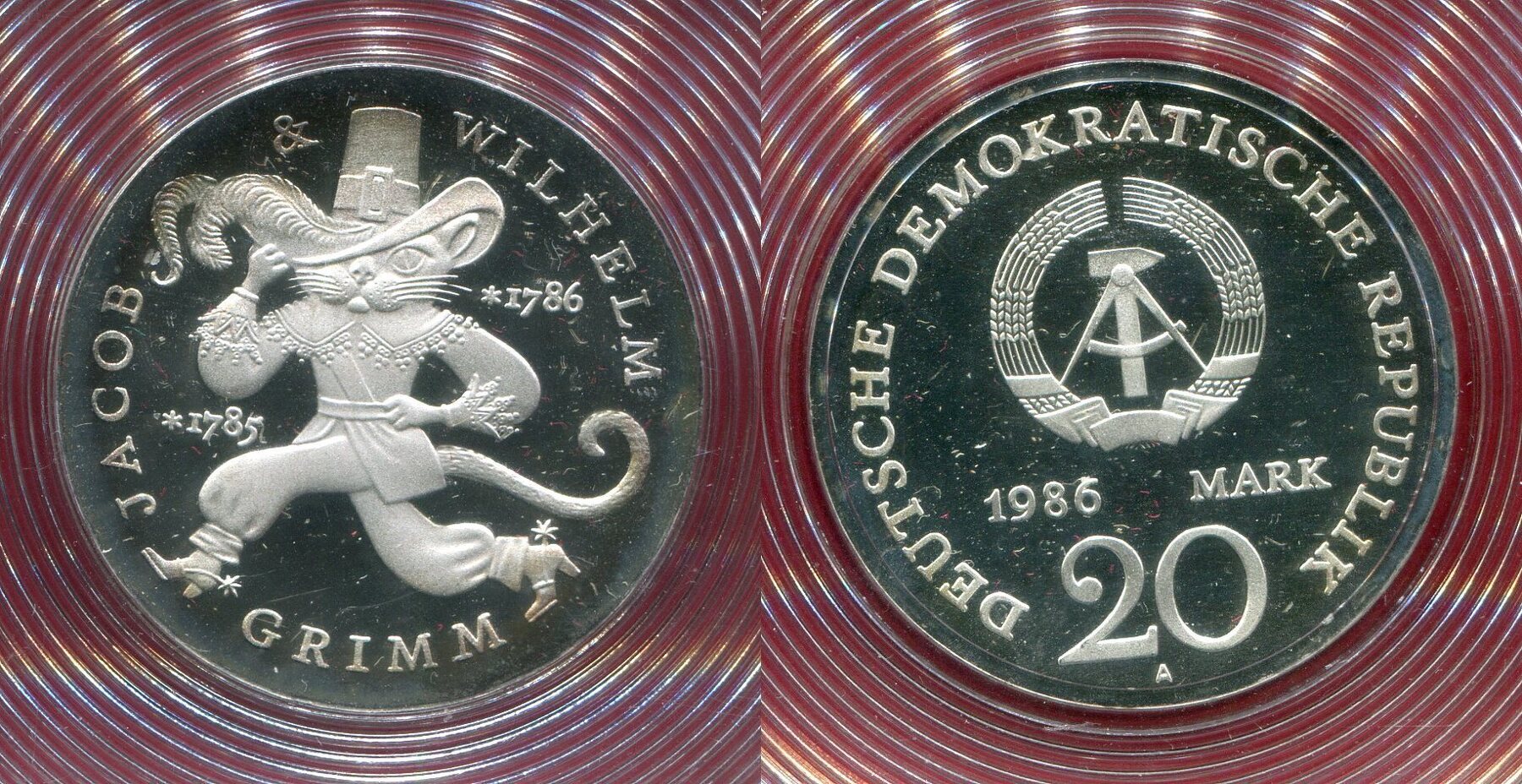 Eastern Germany DDR GDR 20 Mark Silber 1986 A Gebrüder Grimm ...