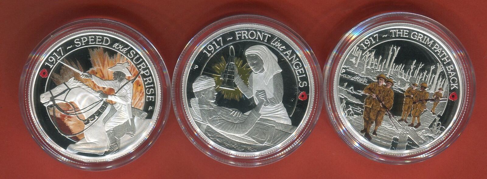 Australien 3 x 50 Cent Silbermünzen 2017 The ANZAC Spirit 100th ...