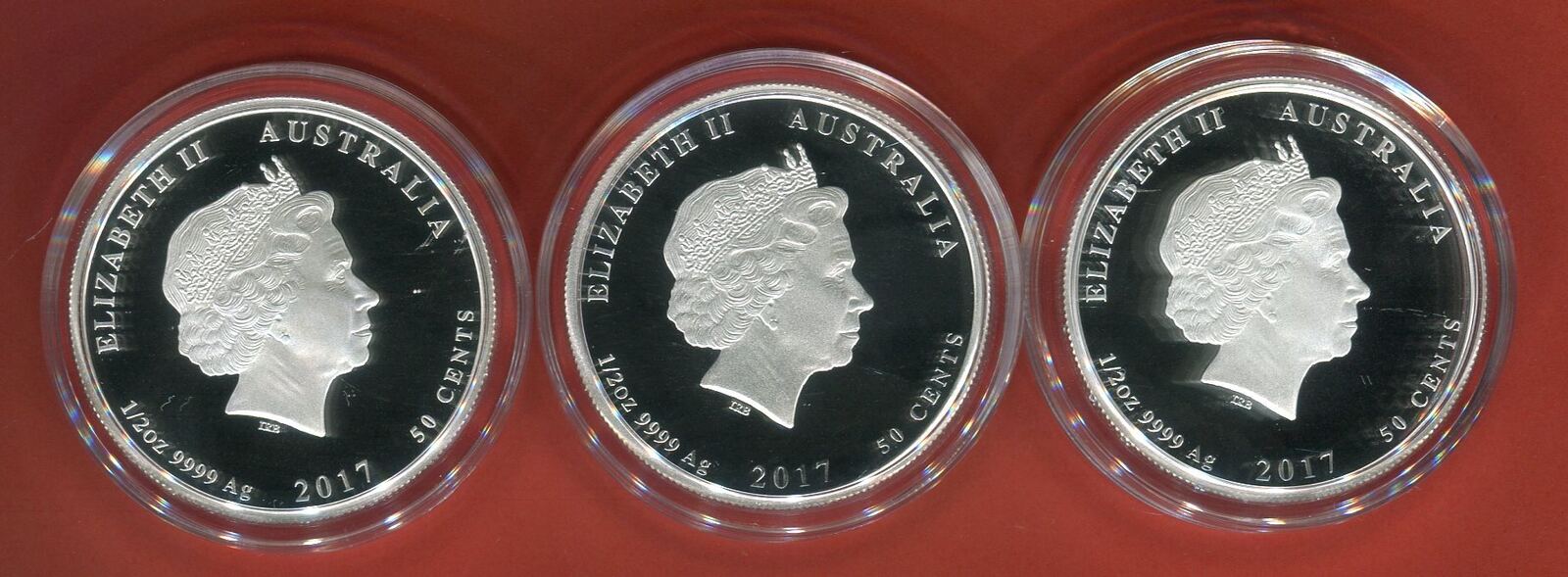 Australien 3 x 50 Cent Silbermünzen 2017 The ANZAC Spirit 100th ...