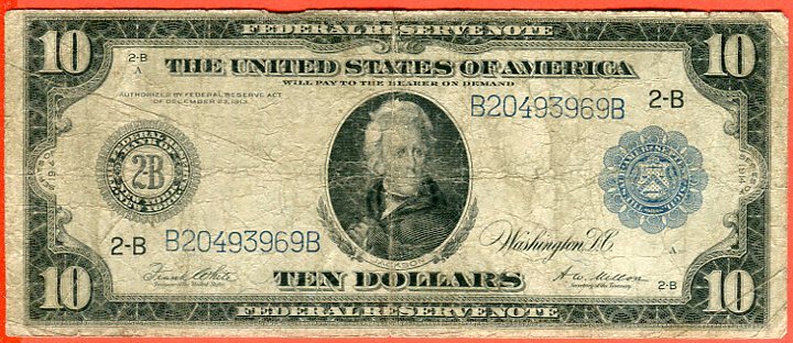 United States of America 10 Dollars 1914 Federal Reserve Note ...