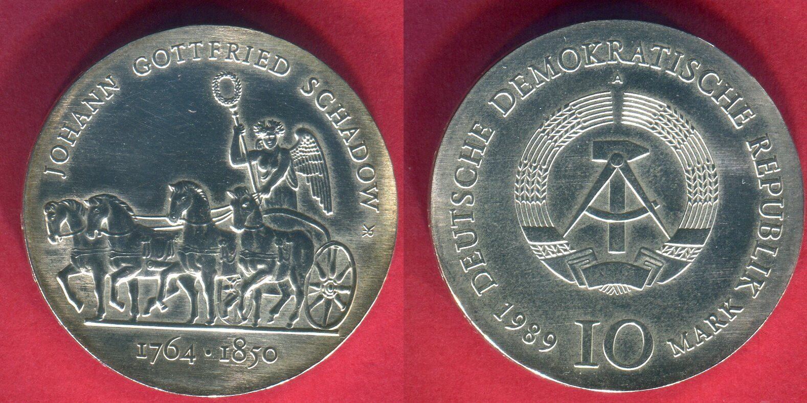 DDR 10 Mark Silbergedenkmünze 1989 225. Geburtstag von Johann Gottfried ...