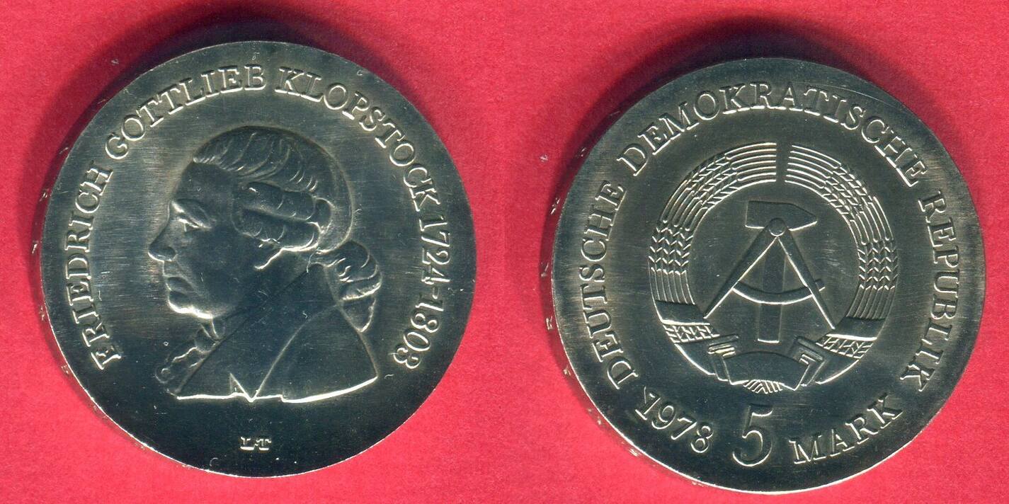 DDR GDR Eastern Germany 5 Mark DDR Gedenkmünze 1978 175. Todestag von Friedrich Gottlieb ...