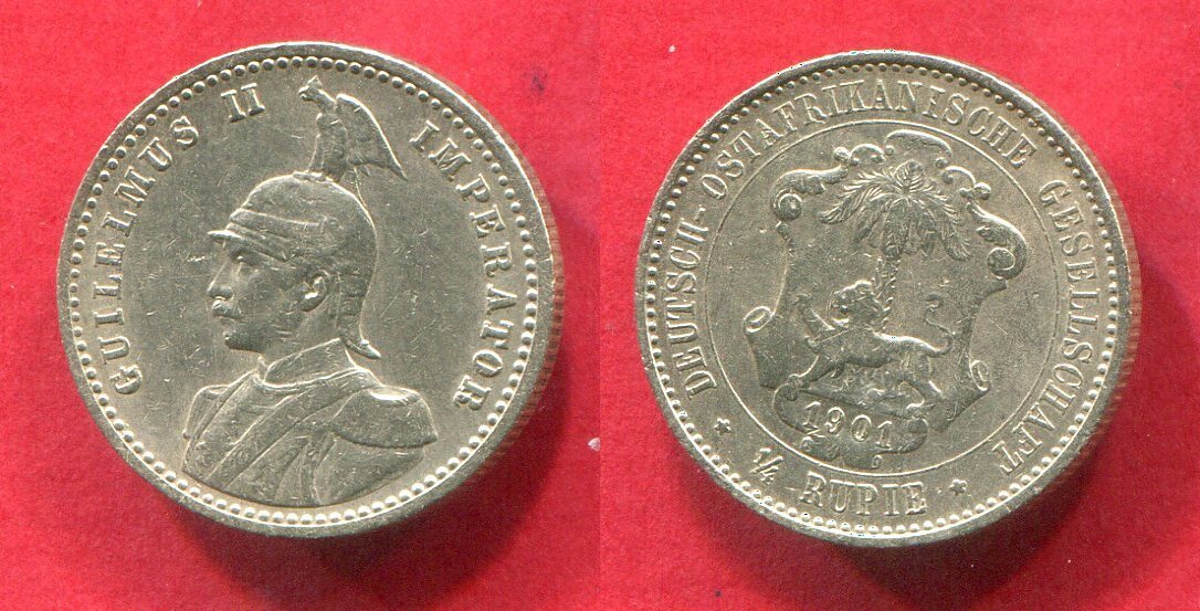 German East Africa 1/4 Rupie 1901 Kaiser Wilhelm II. sehr schön | MA-Shops