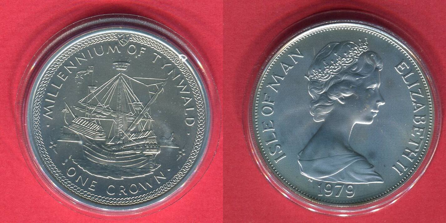Insel Man, Isle of Man 1 Crown Silbermünze 1979 Millenium of Tynwald ...