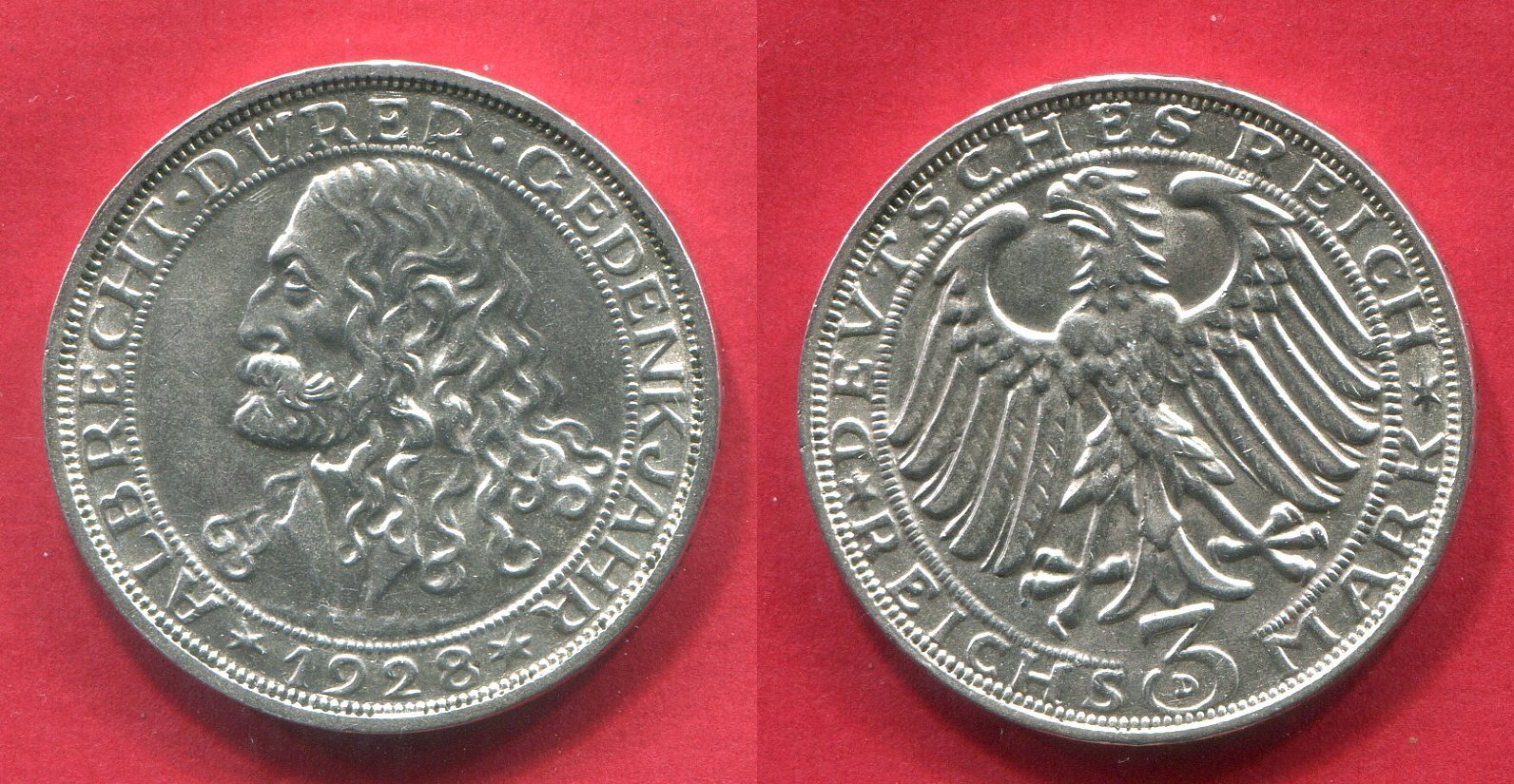 Weimarer Republik Deutsches Reich 3 Mark 1928 D 400. Todestag von ...