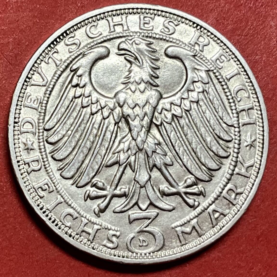 Weimarer Republik Deutsches Reich 3 Mark 1928 D 400. Todestag von ...