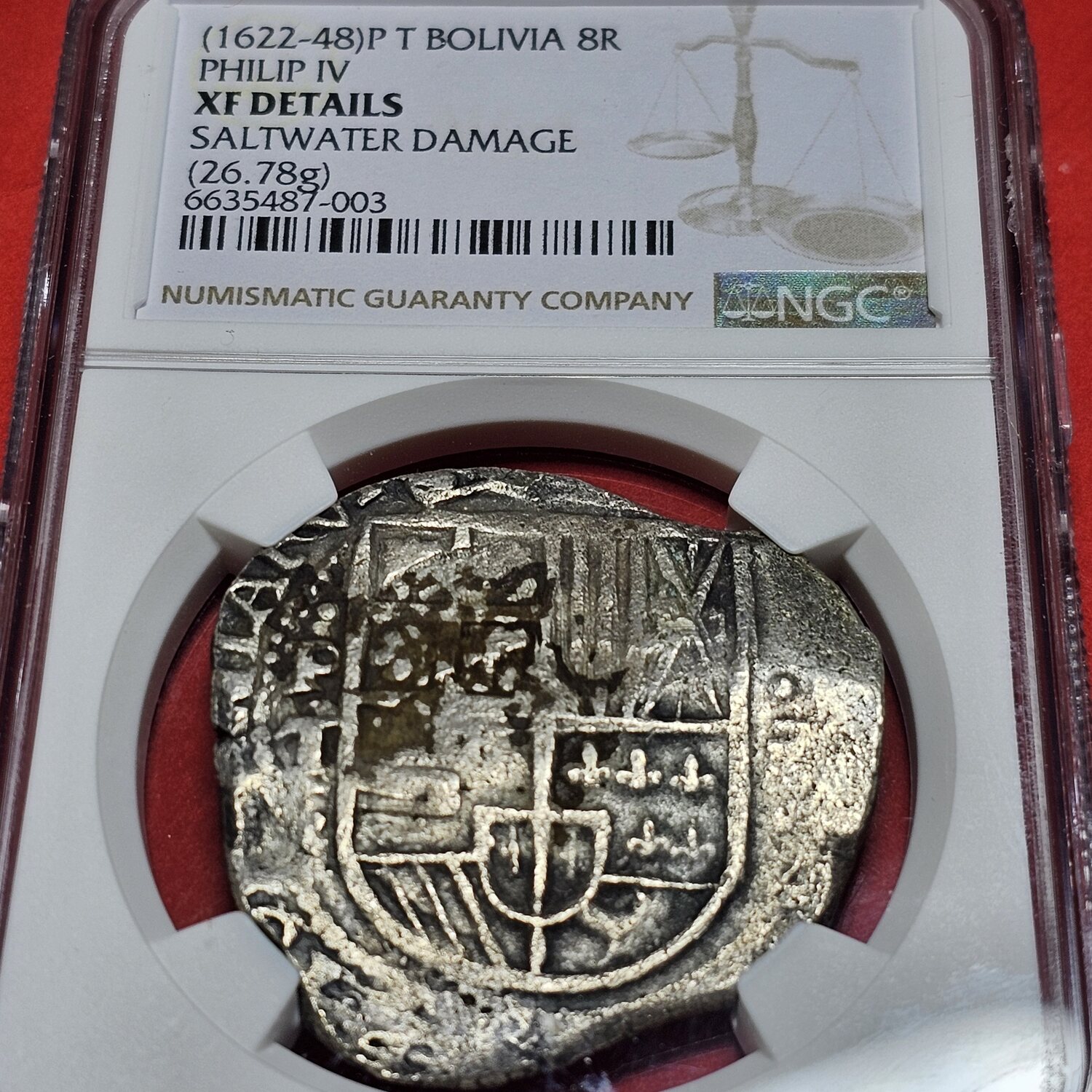 BOLIVIA Bolivien Spanische Kolonie 8 Reales (1622-48)P T Potosi Felipe Philip IV. Cob Coin NGC ...