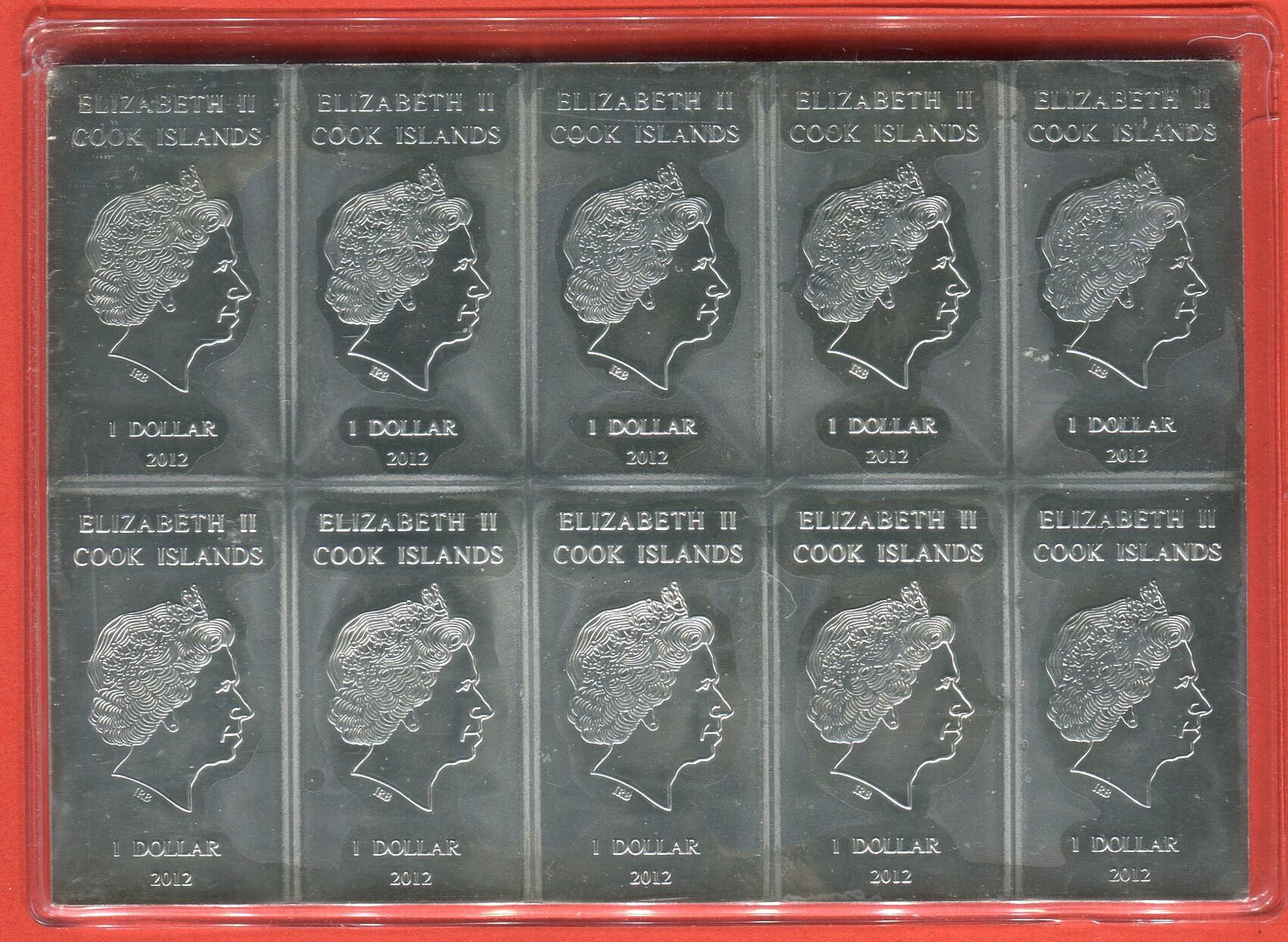 Cook Islands 10 x 1 Dollar Münzbarren Silber 2012 10er Münzbarren a 10 ...