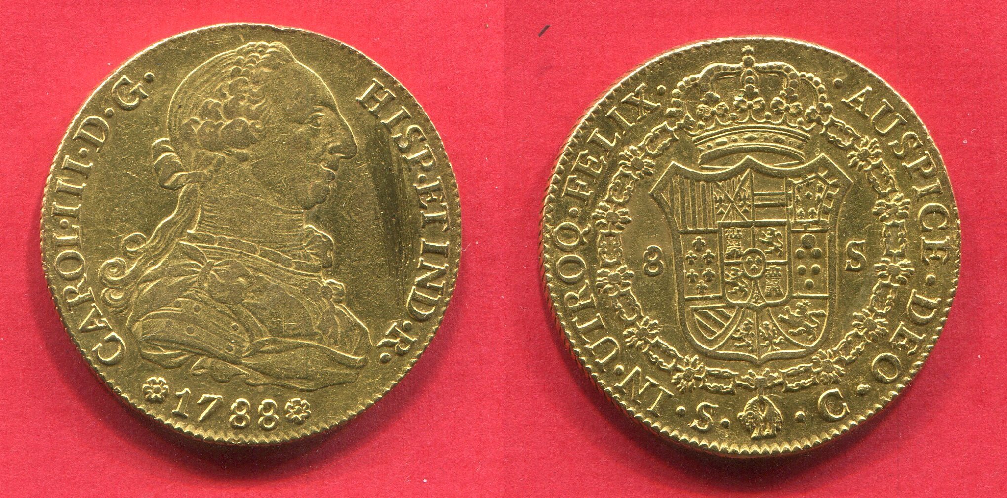 Spanien Spain 8 Escudos 1788 S C Carolus Charles Karl III.1759 - 1788 ...