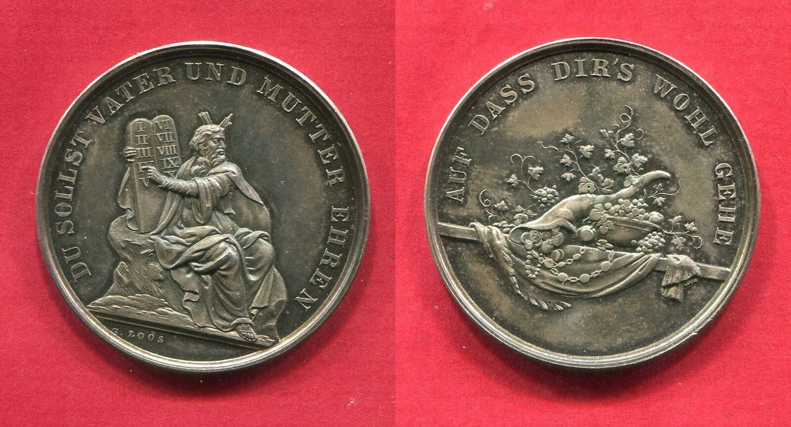 Deutschland Germany Silbermedaille ca. 1800 DU SOLLST VATER UND MUTTER ...