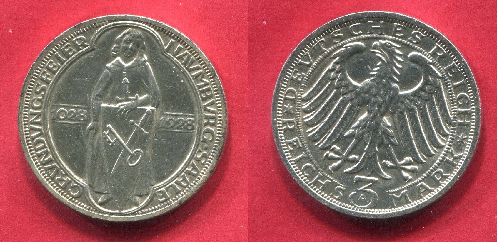 Weimarer Republik Deutschland 3 Mark Silber 1928 A 900 Jahre Naumburg ...