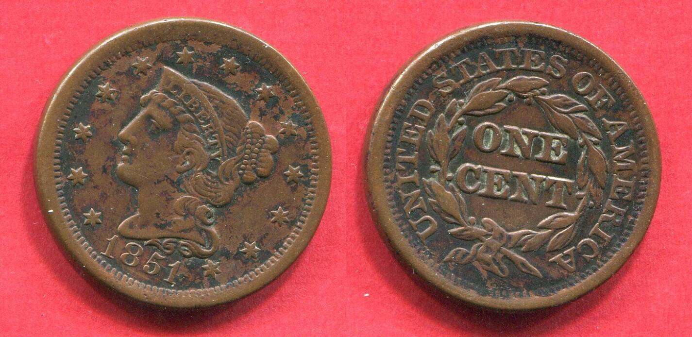 USA 1 Cent 1851 Large Type sehr schön | MA-Shops