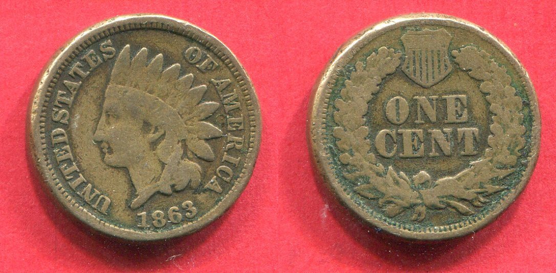 USA 1 Cent 1863 Indianerkopf, Indian Head, ss | MA-Shops