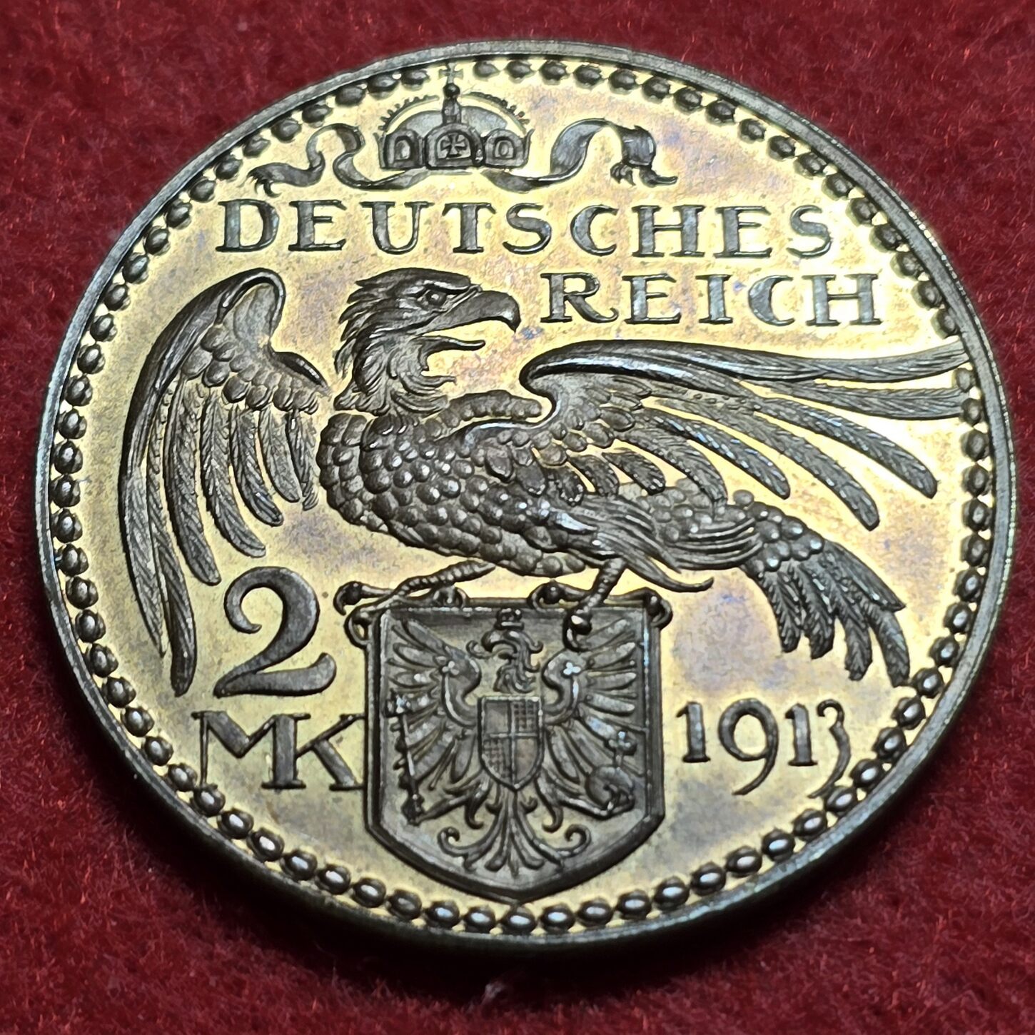 Deutsches Reich Probe 2 Mark Preußen Motivprobe 1913 Wilhelm II. Bro K ...