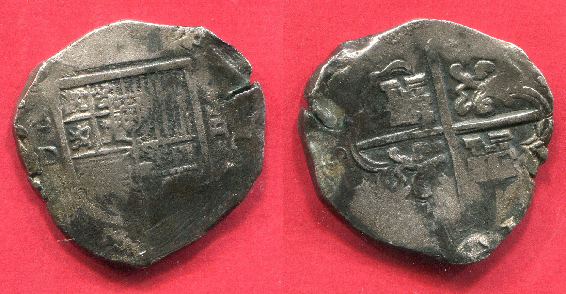 Spain Spanien 8 Reales Schiffsgeld Cob Coin o.J. NO Date 1556 - 98 Schiffsgeld Cob Coin D ...