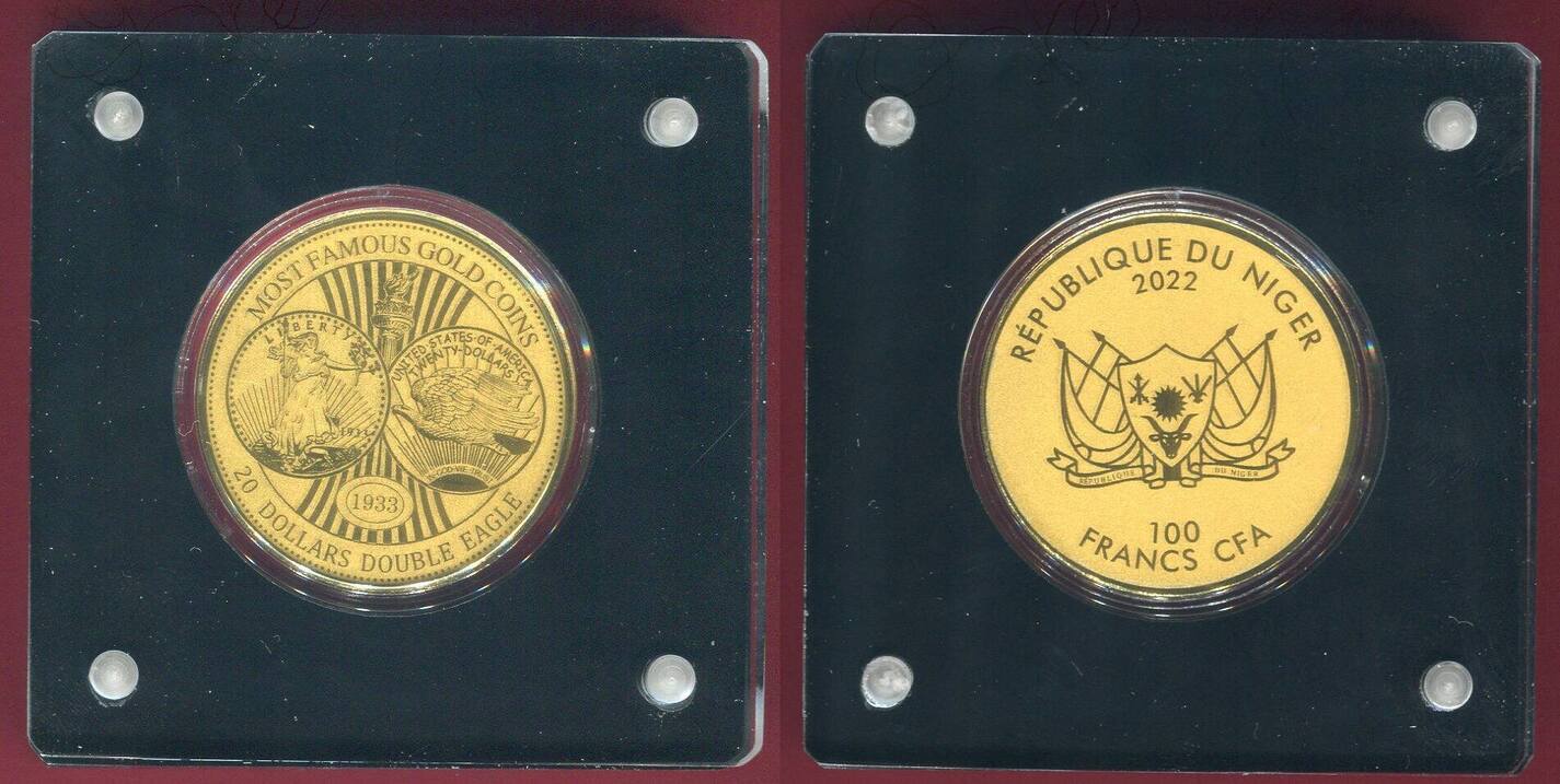 Republique du Niger 100 Francs CFA Goldmünze 1/200 Unze 2022 20 Dollars ...