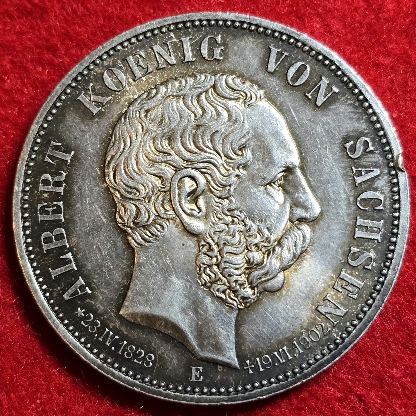 GERMANY Sachsen Saxony 5 Mark 1902 E Auf den Tod von König Albert ...