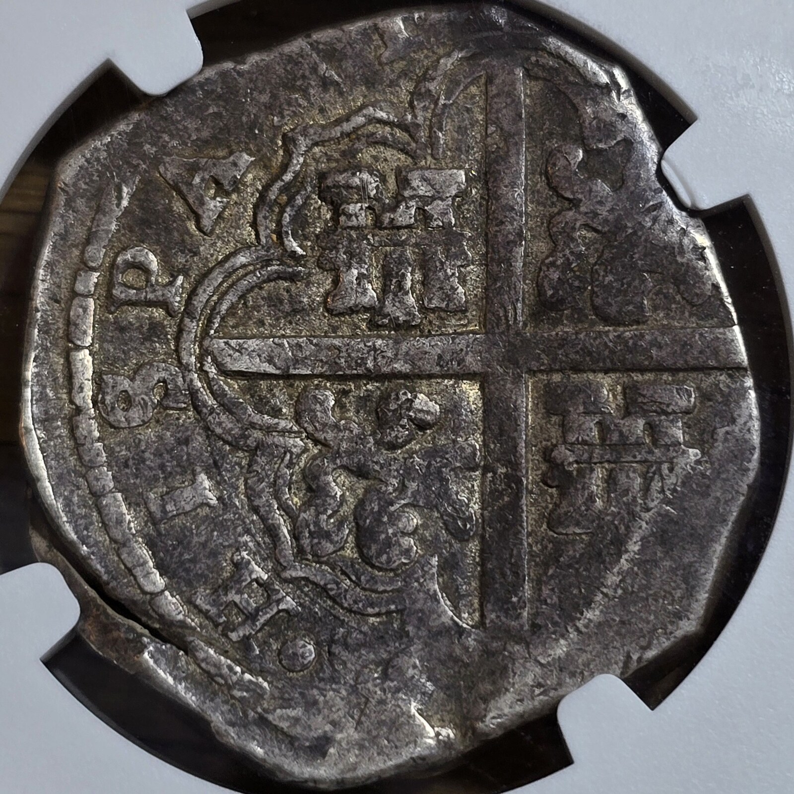 Spain Spanien 8 Reales (1556-98) S Philipp II. 1555 - 1598 Cob Coin Sevilla Mint NGC XF 45 ...