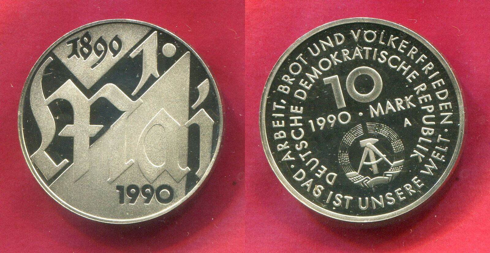 DDR, GDR, Eastern Germany 10 Mark DDR Gedenkmünze Cu/Ni 1990 A 100 ...