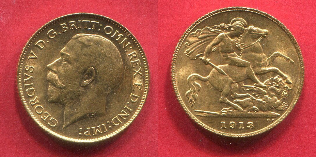 Great Britain England Großbritannien 1/2 Half Sovereign 1913 George V ...