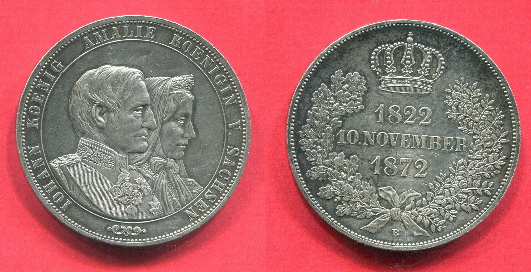 Sachsen Doppeltaler 2 Taler 1872 Goldene Hochzeit des Königspaars ...