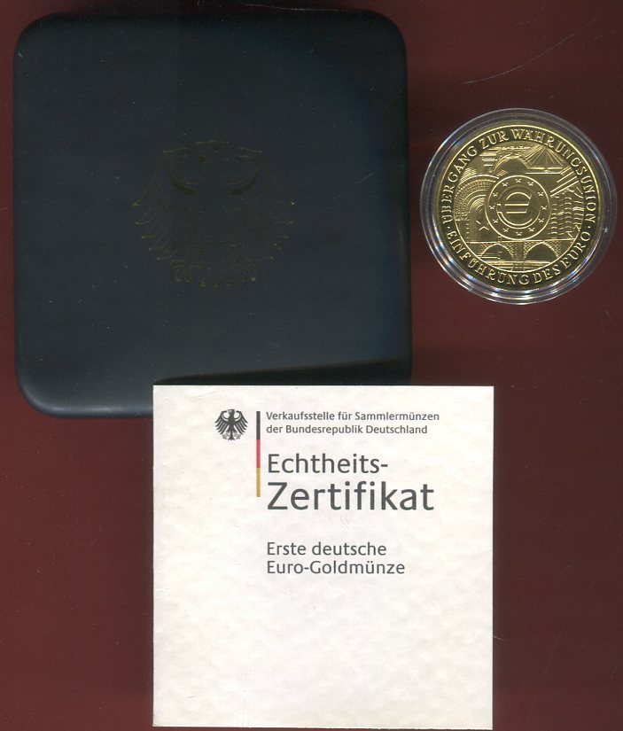 Deutschland BRD Germany 200 Euro Gold 2002 J Währungsunion, Euro ...