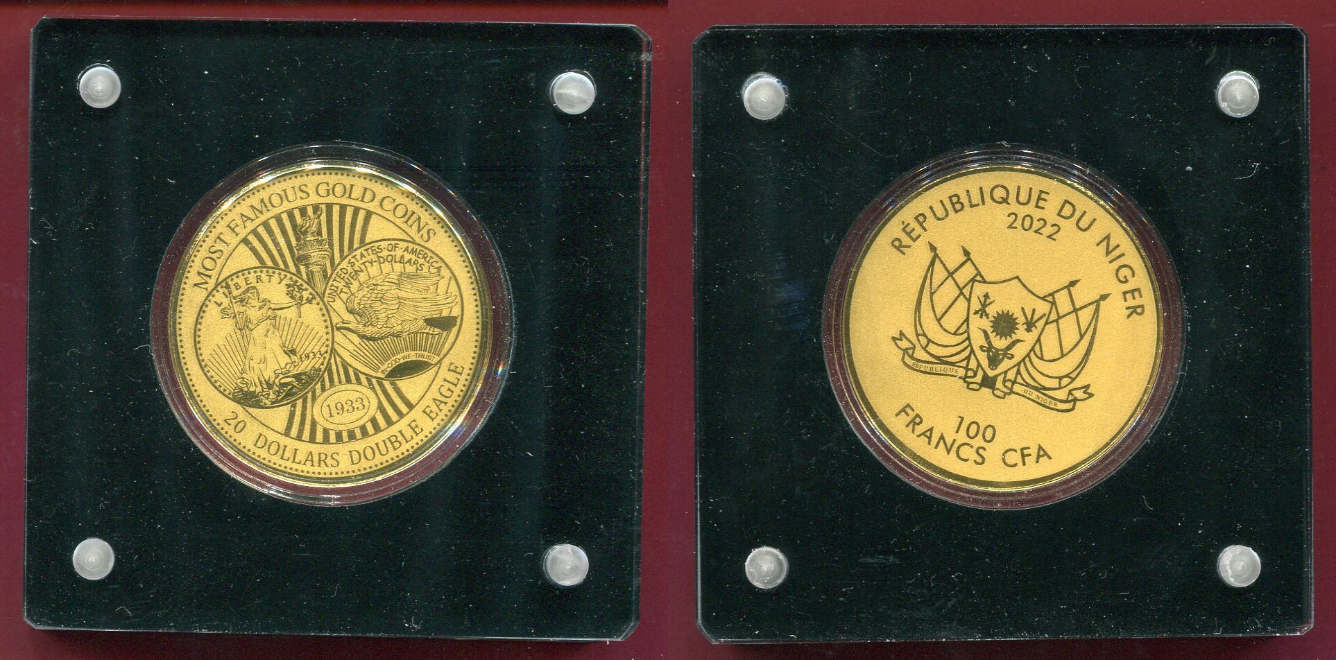 Niger 100 Francs CFA Goldmünze 2022 20 Dollars Double Eagle (1/200 oz ...