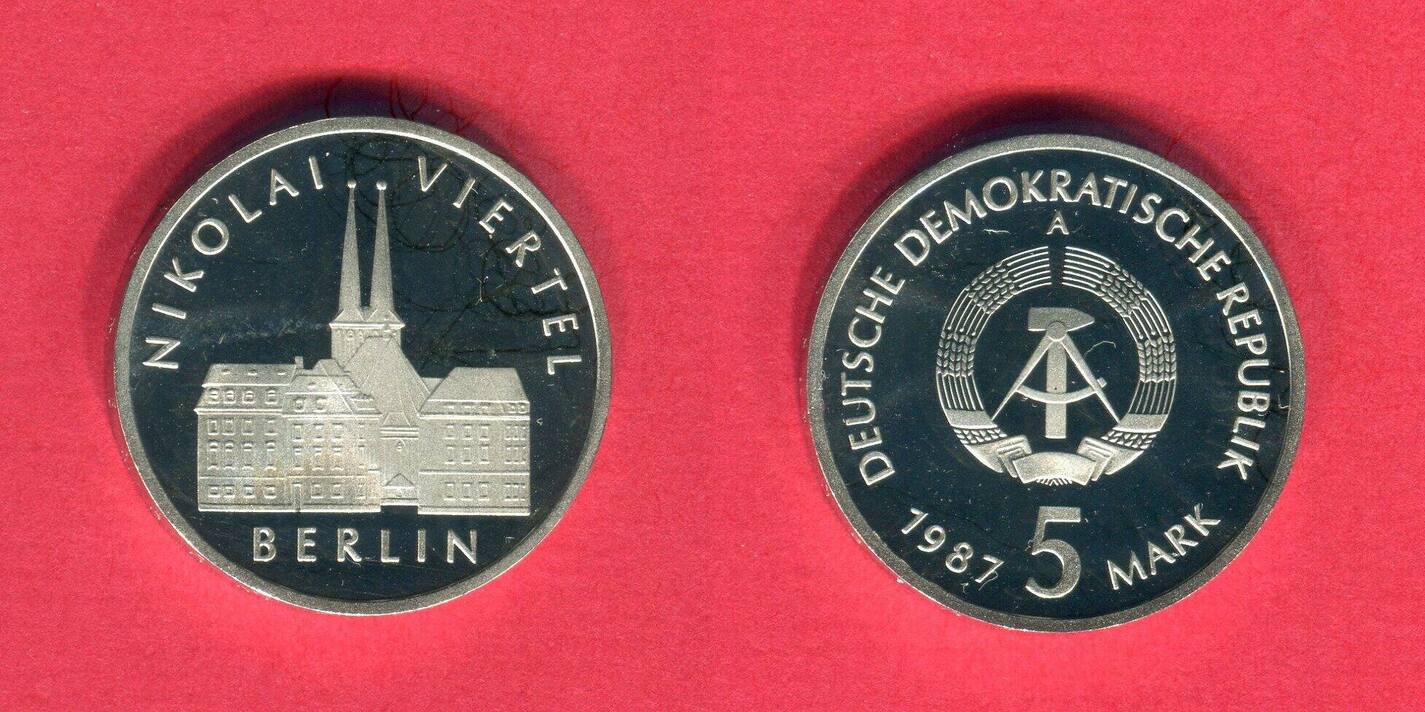 DDR 5 Mark DDR Gedenkmünze Cu/Ni 1987 750 Jahre Berlin Nikolaiviertel ...