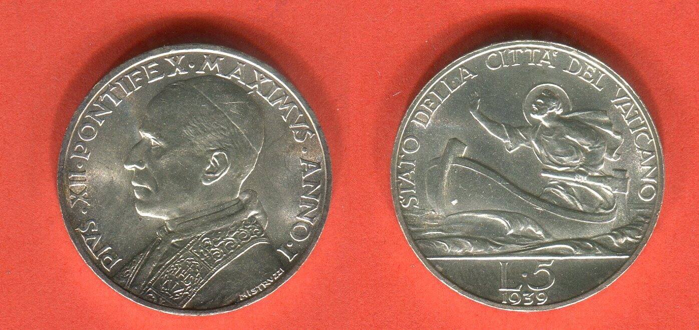Vatikan Vatican 5 Lire 1939 Pius XII (1939-1958) f. stgl. | MA-Shops